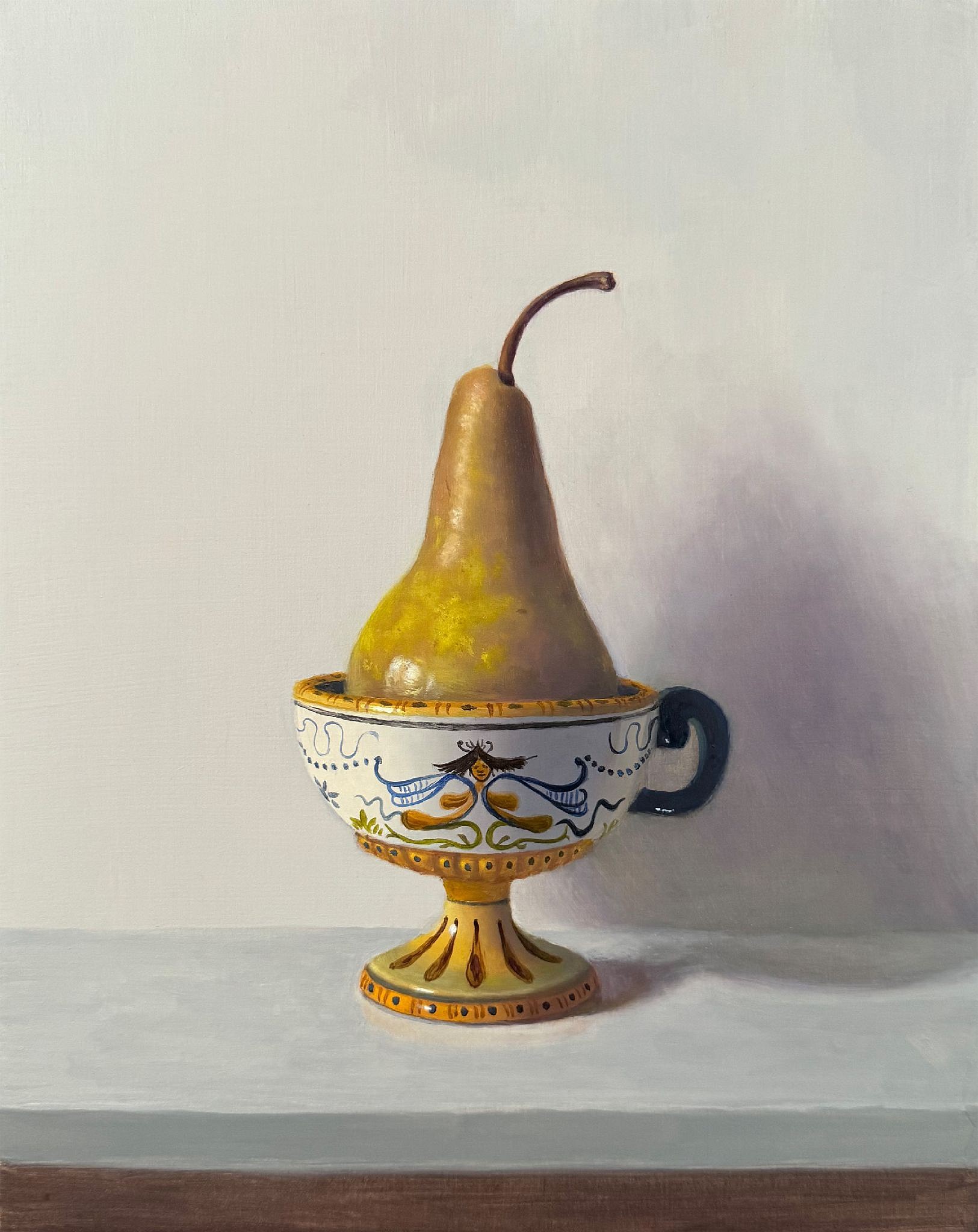 David Henry | Pear in Majolica Tea Cup | 2024 | Cavalier Galleries